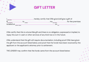 Gift Letter Template for Money (Word)