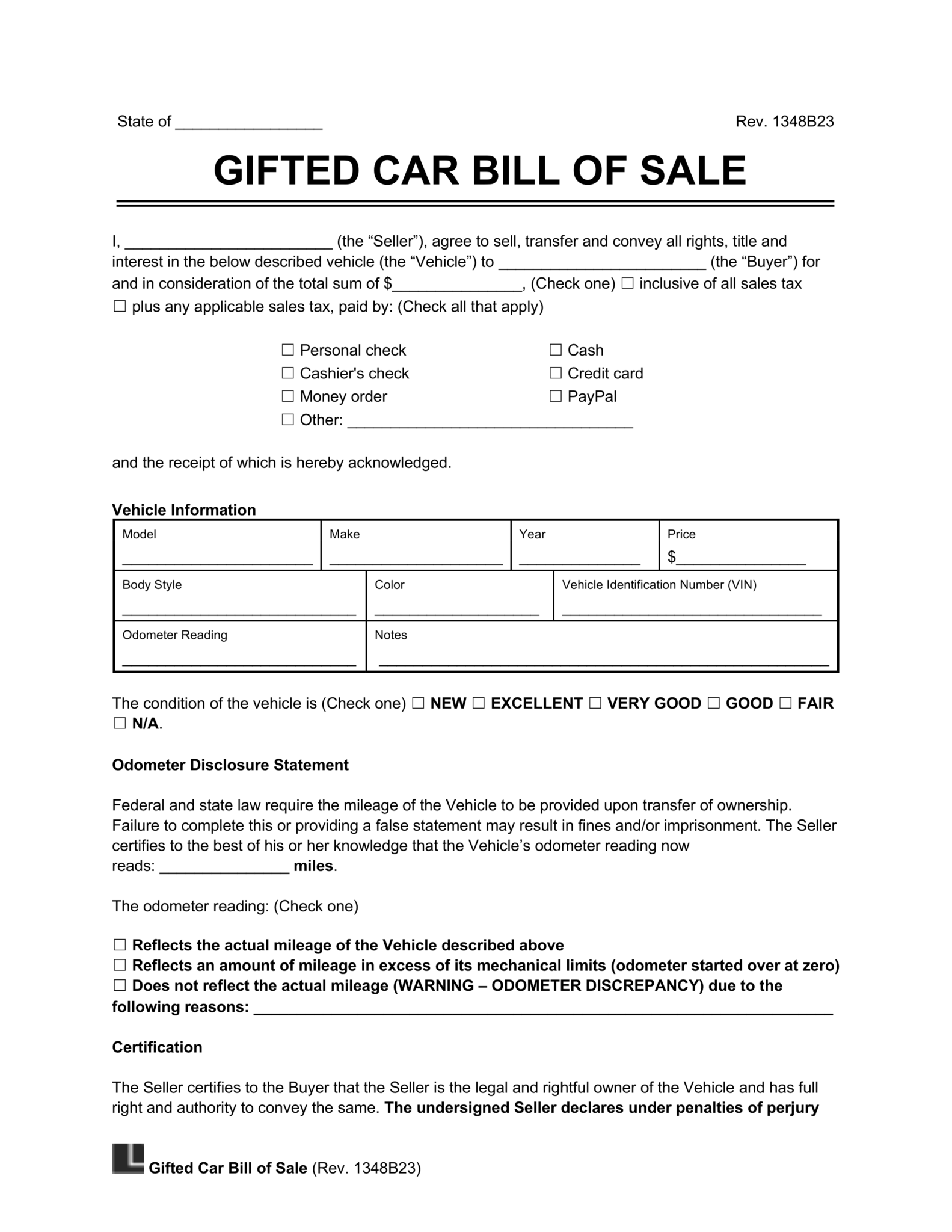 Gift Letter Template for Money (Word)