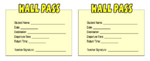 Free Printable Hall Passes Template