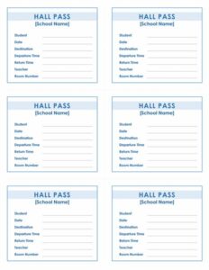 Free Printable Hall Passes Template