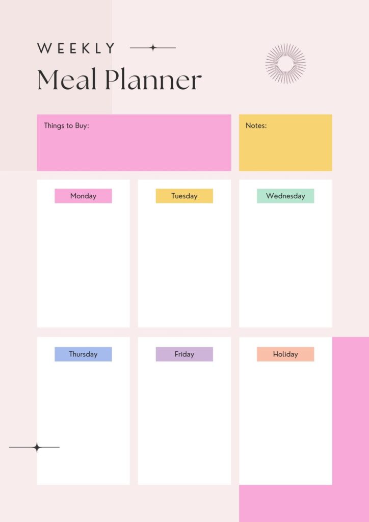 Printable Healthy Diet Meal Plan Template