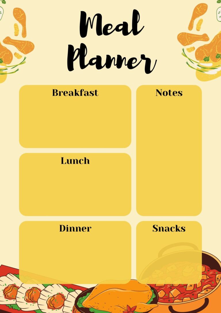 Printable Healthy Menu Plan Template
