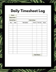 Printable Home Care Timesheet Template