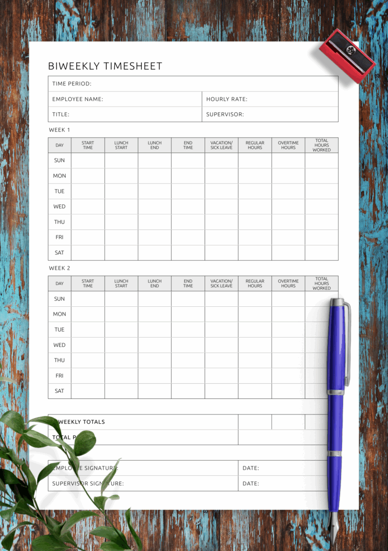 Printable Home Care Timesheet Template