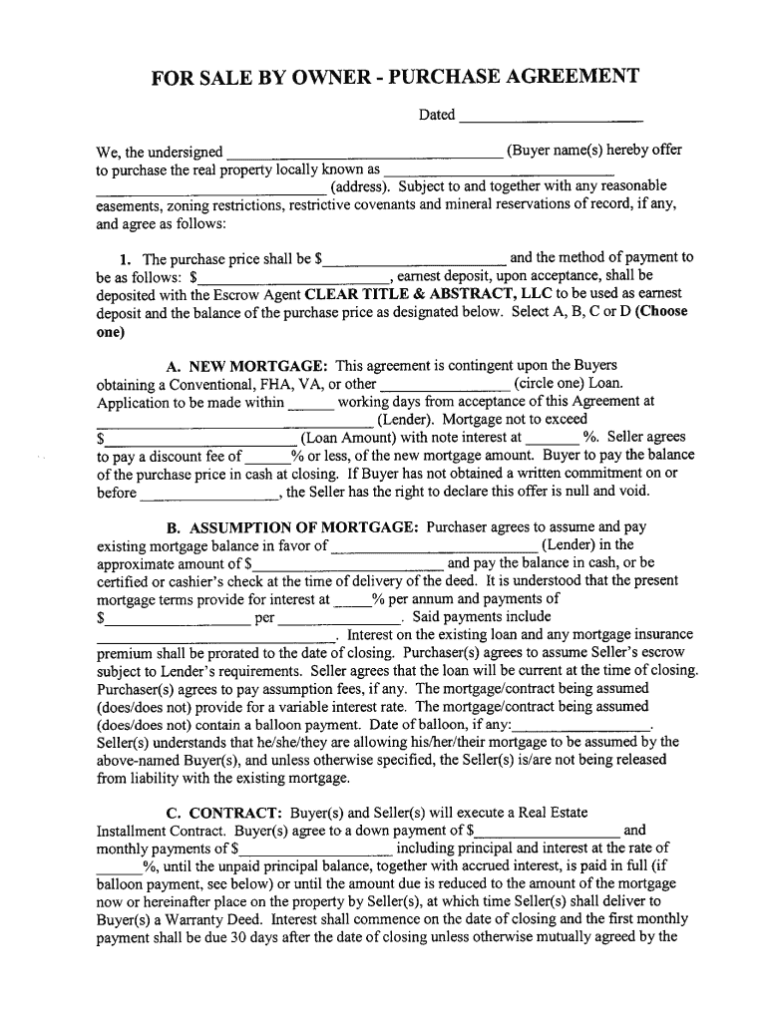 Printable House Purchase Agreement Template