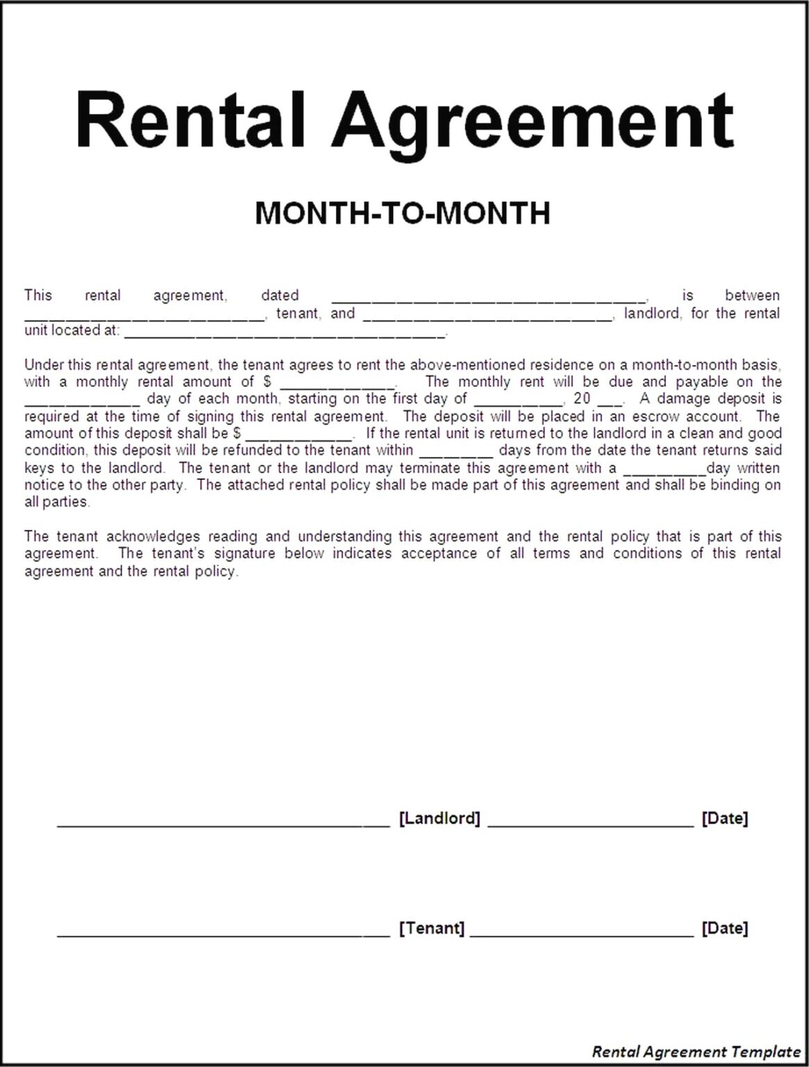 House Rent Agreement Template