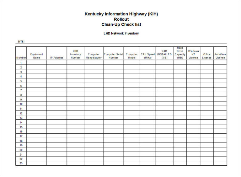 Free Printable Computer Inventory Template