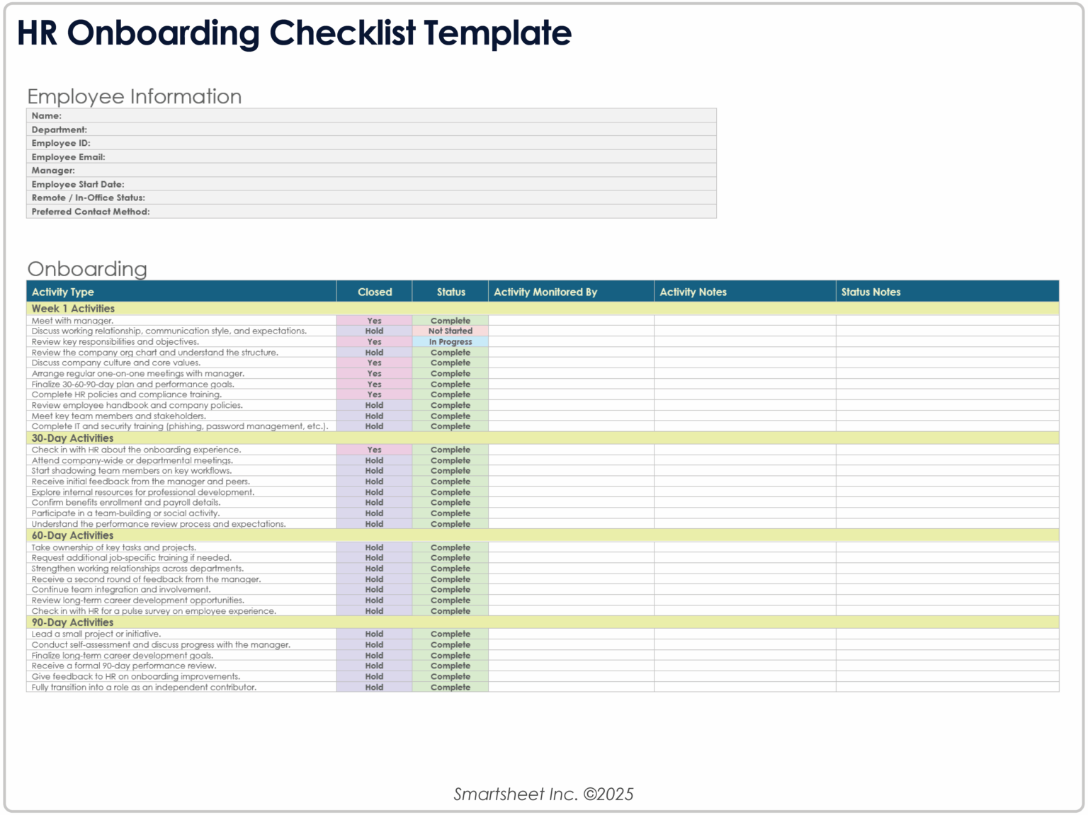 IT New Employee Checklist Template