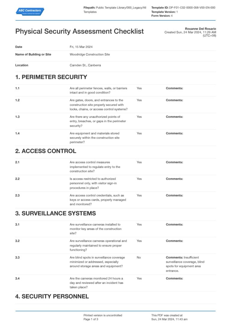 Incident Response Checklist Template