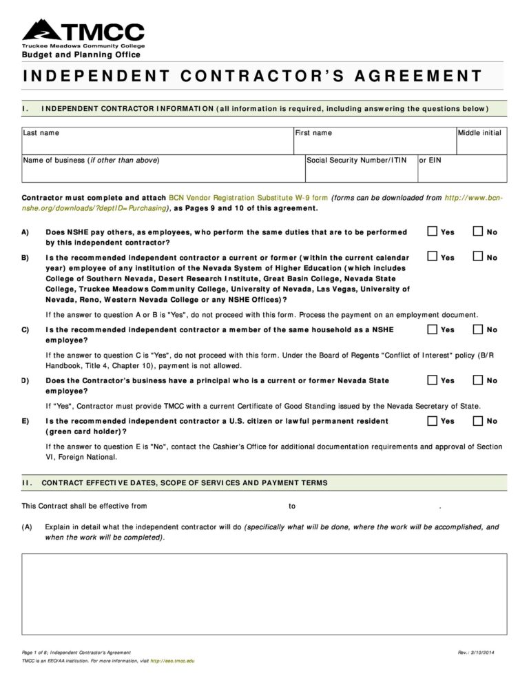 Independent Contractor Agreement Template