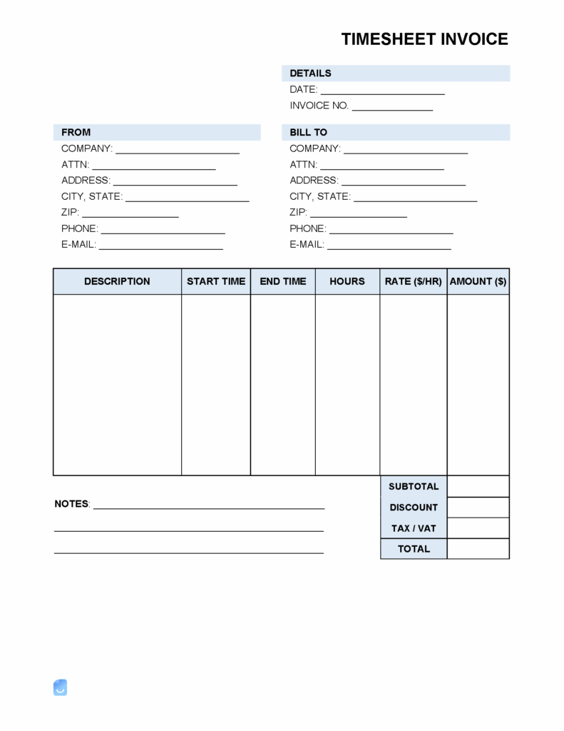 Independent Contractor Timesheet Template