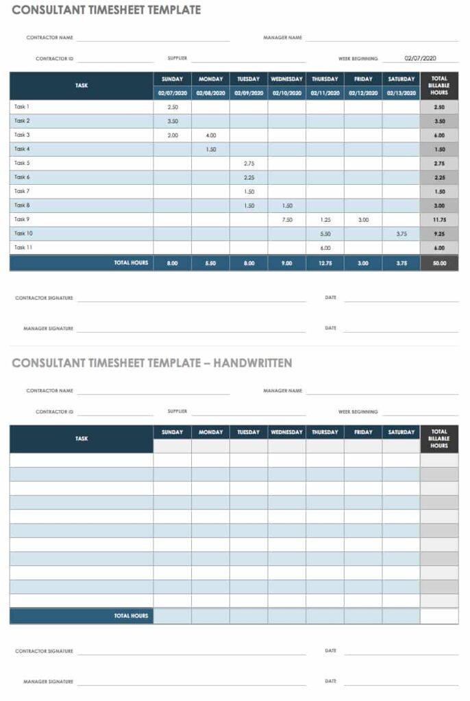 Independent Contractor Timesheet Template