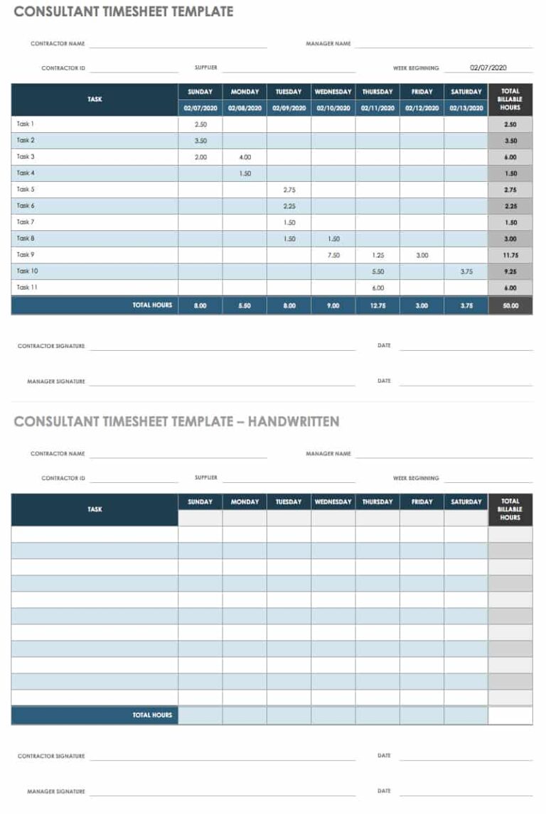 Independent Contractor Timesheet Template