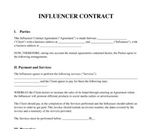Influencer Agreement Template