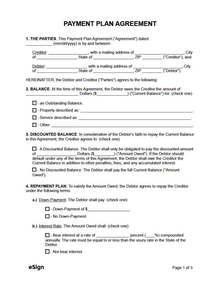 Installment Payment Agreement Template