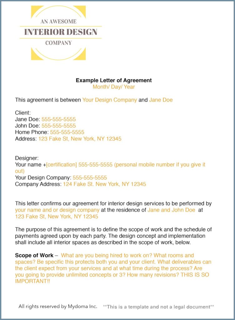 Interior Design Agreement Template