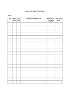 Free Printable Internship Timesheet Template