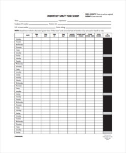 Free Printable Internship Timesheet Template