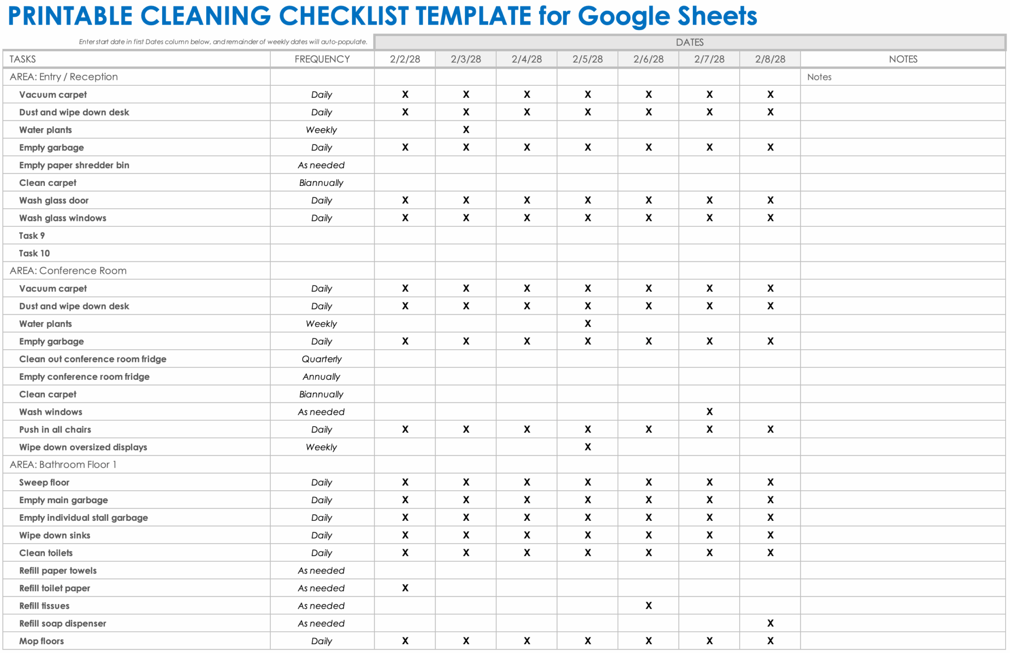Janitorial Inspection Checklist Template