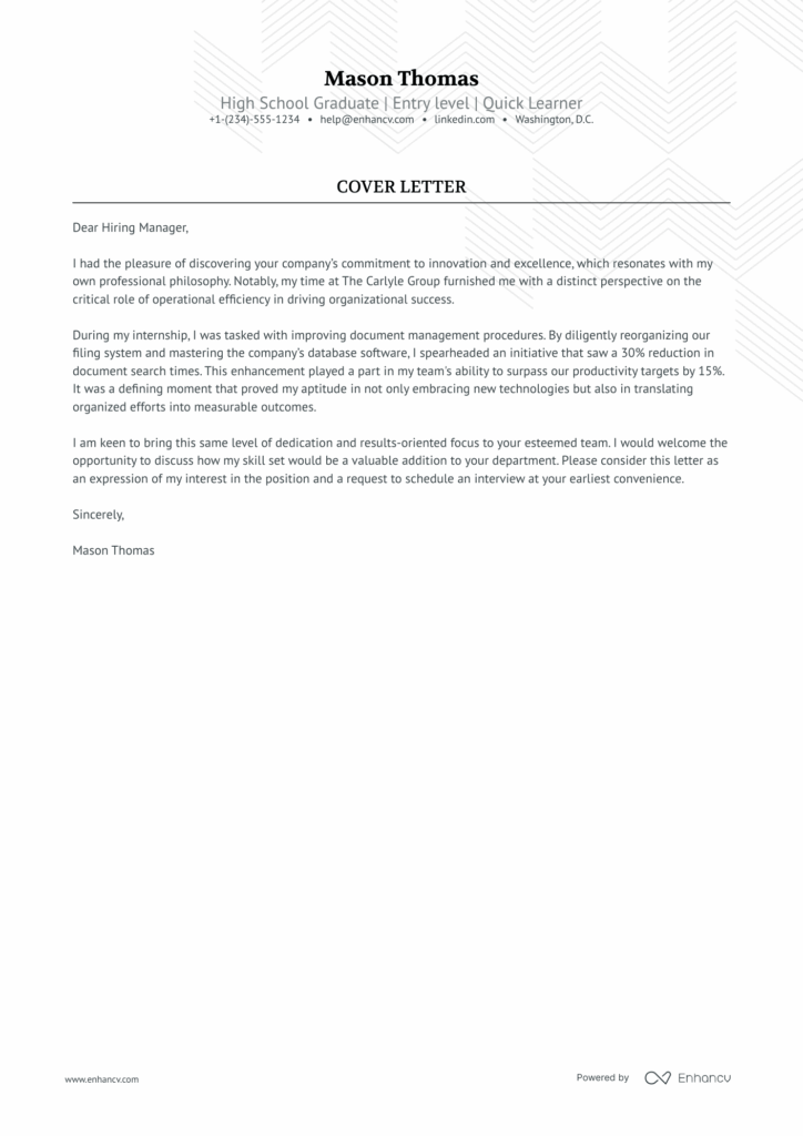 Job Cover Letter Template With No Experience