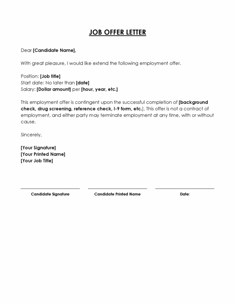 Editable Job Offer Letter Template (Word)