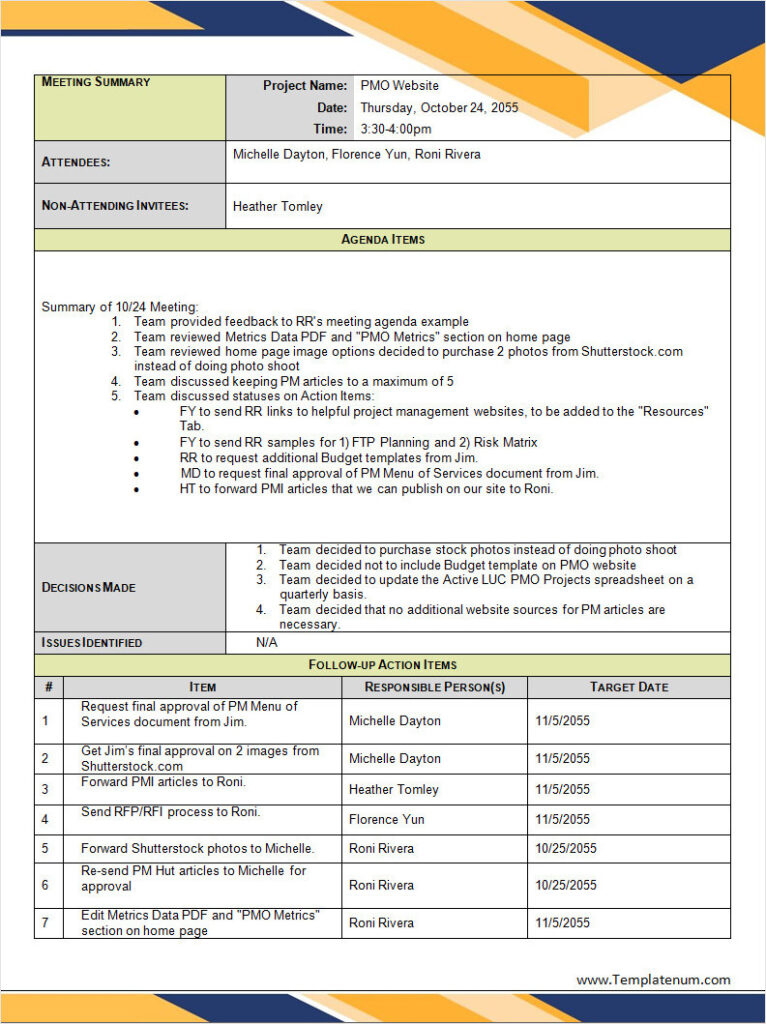 Free Meeting Summary Template (Word)