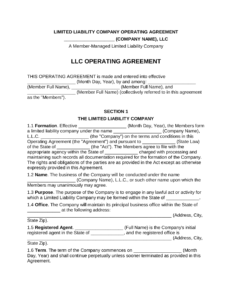 Multiple Member LLC Operating Agreement Template
