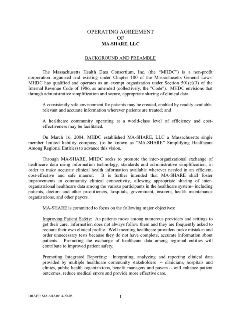 Multiple Member LLC Operating Agreement Template