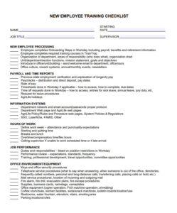 New Employee Training Checklist Template