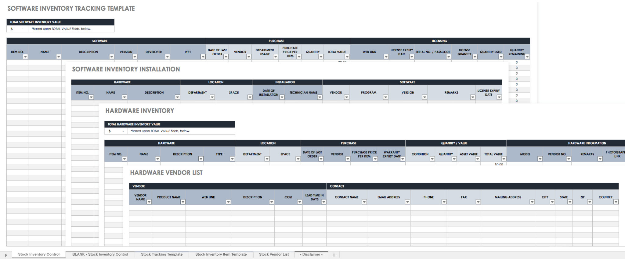 Parts Inventory Spreadsheet Template
