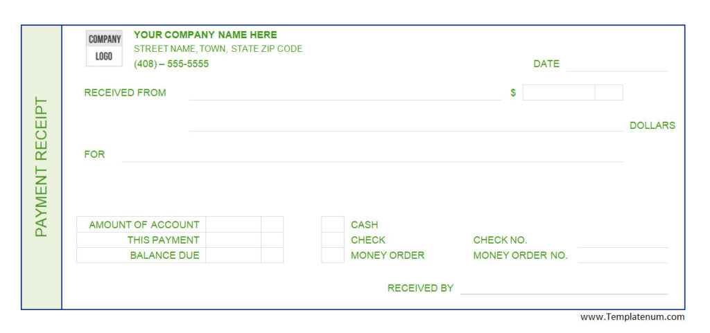 Free Printable Payment Receipt Template
