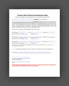 Free Printable Payroll Direct Deposit Form