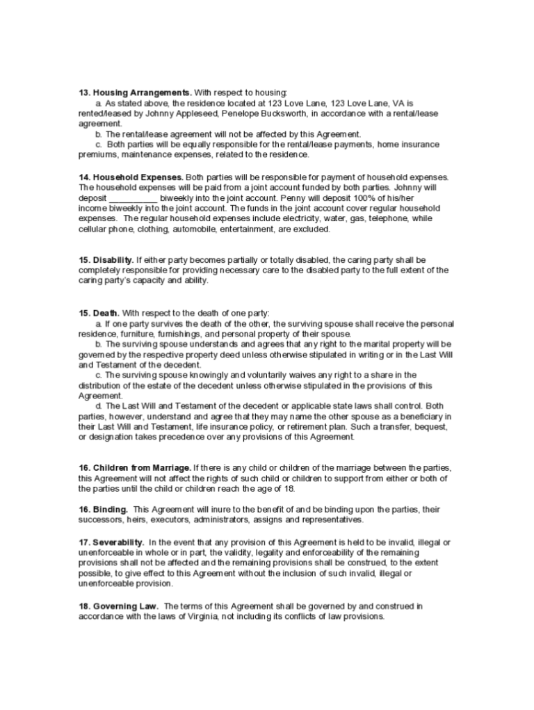 Premarital Agreement Template