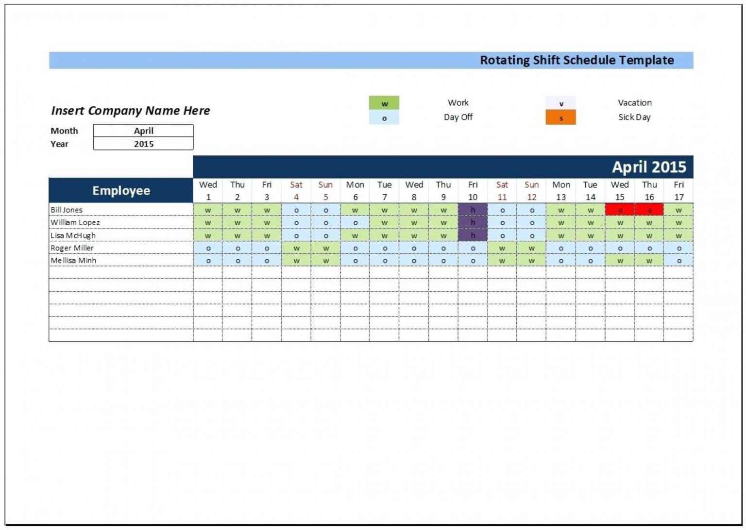 Free Printable 4-Shift Schedule Template