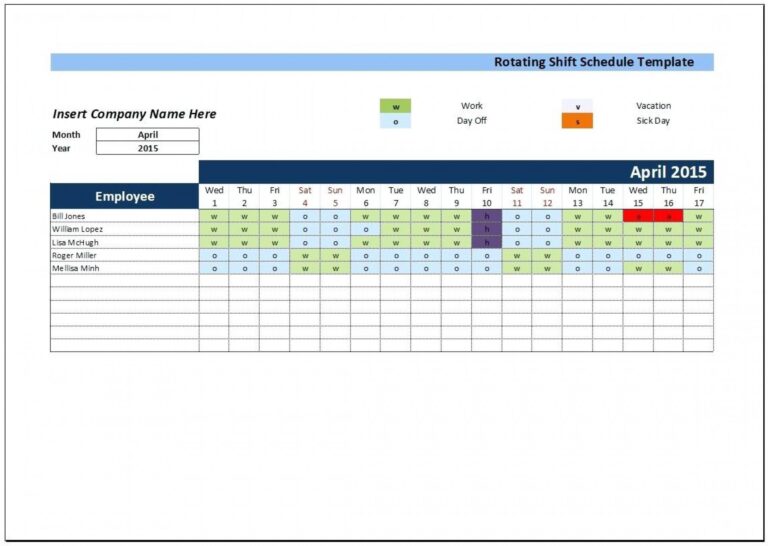 Free Printable 4-Shift Schedule Template
