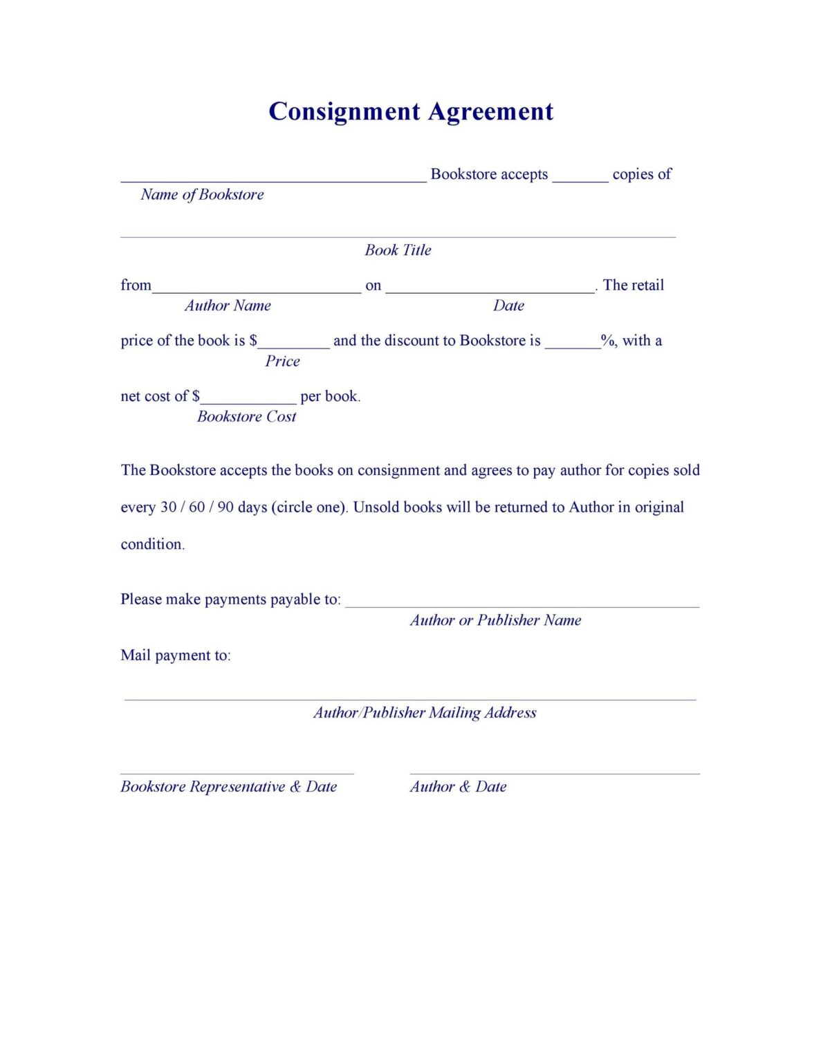 Printable Consignment Agreement Template