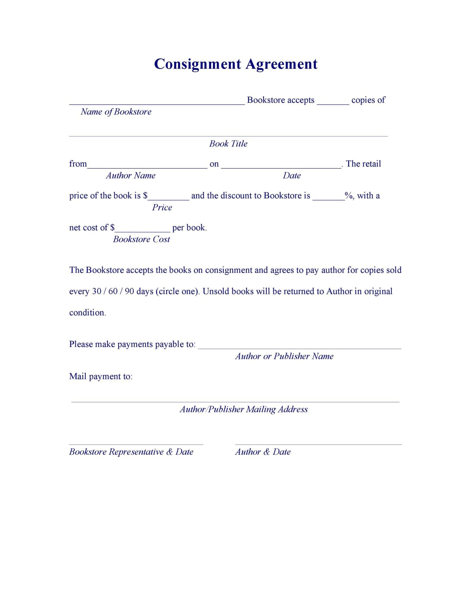 Printable Consignment Agreement Template