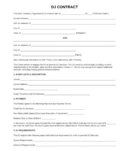 Printable DJ Agreement Template