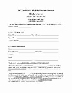 Printable DJ Agreement Template