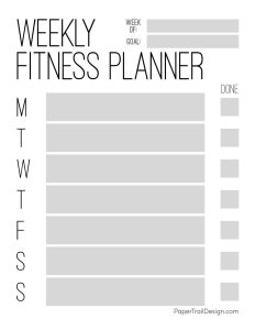 Printable Fitness Planner Template