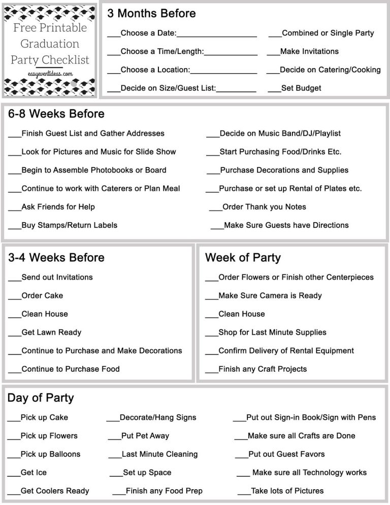 Printable Graduation Planning Template