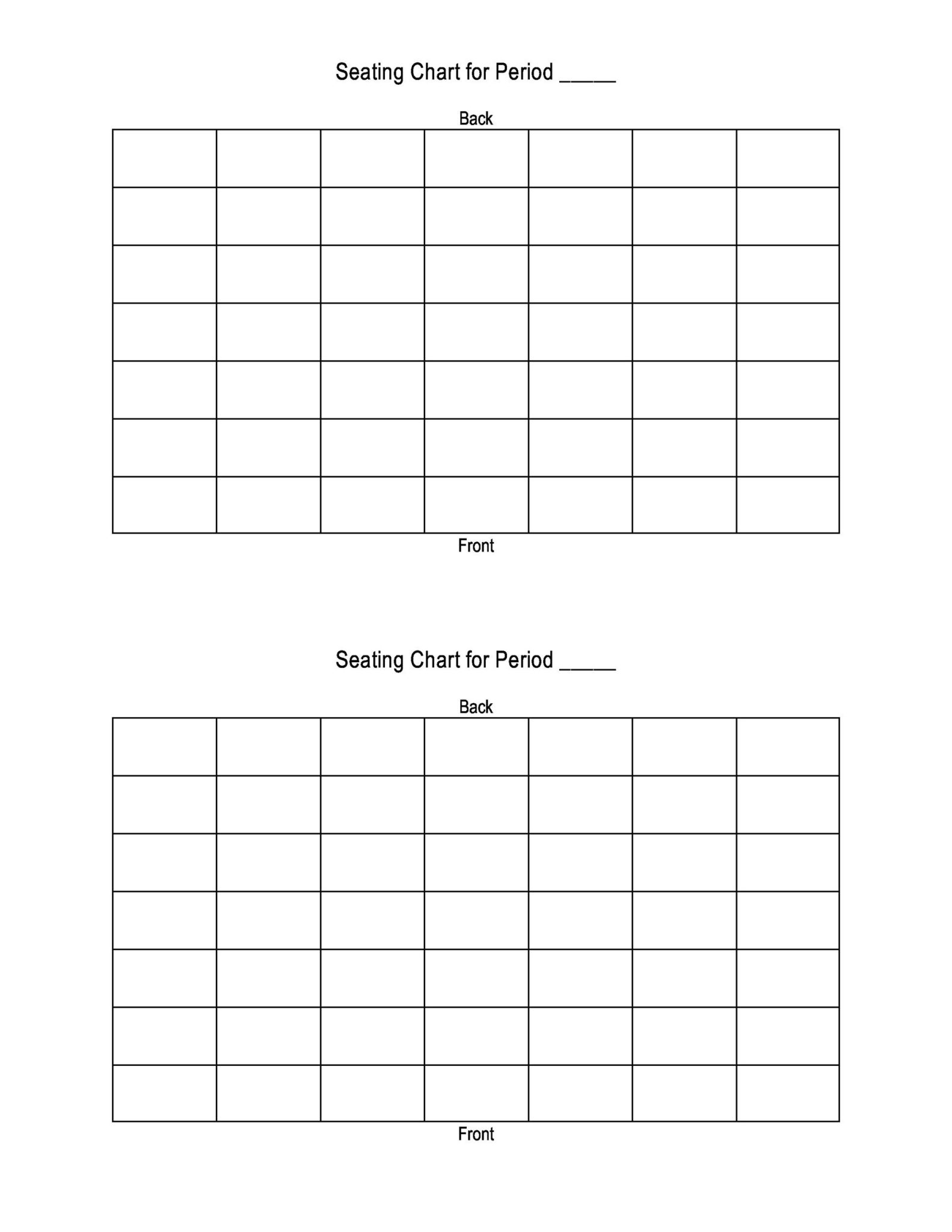 Printable Table Seating Chart Template