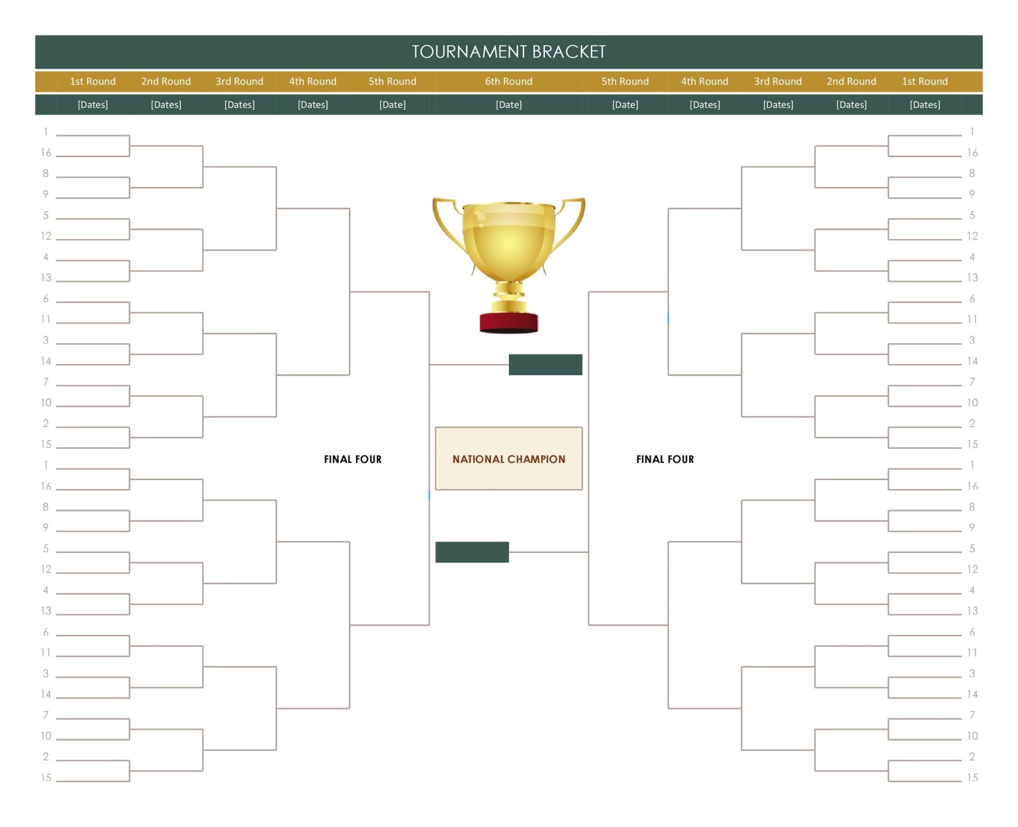 Printable Tournament Chart Template