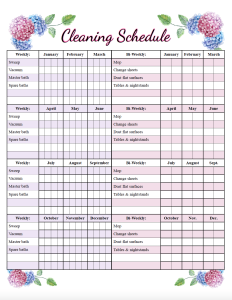 Printable Weekly Cleaning Chart Template