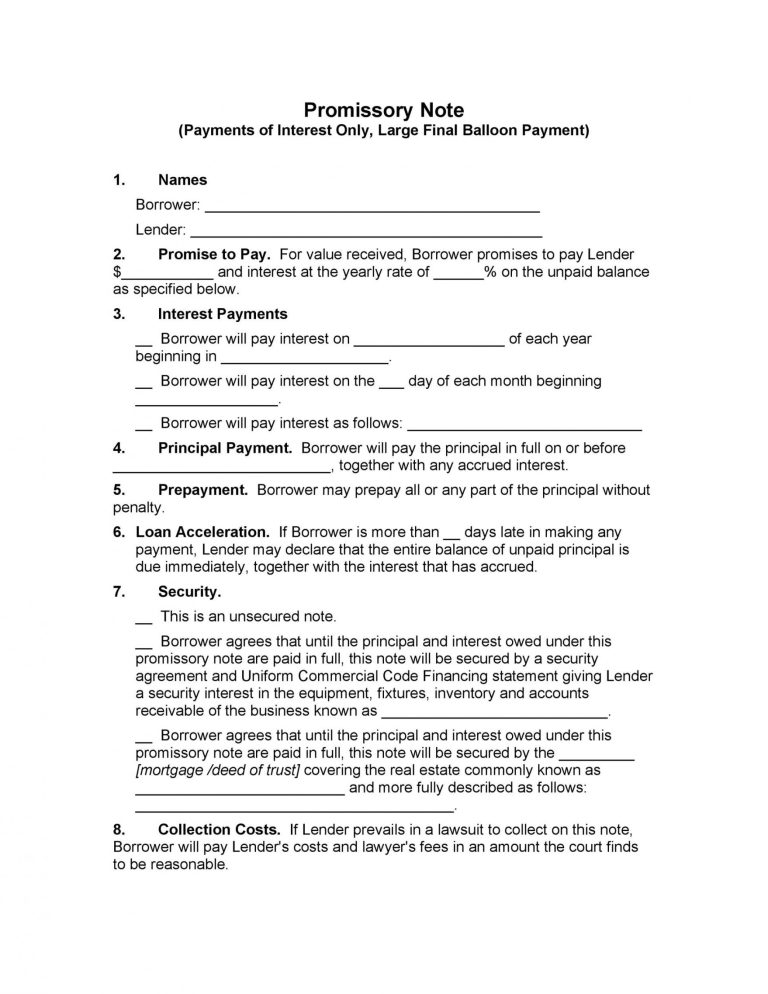 Promissory Agreement Template