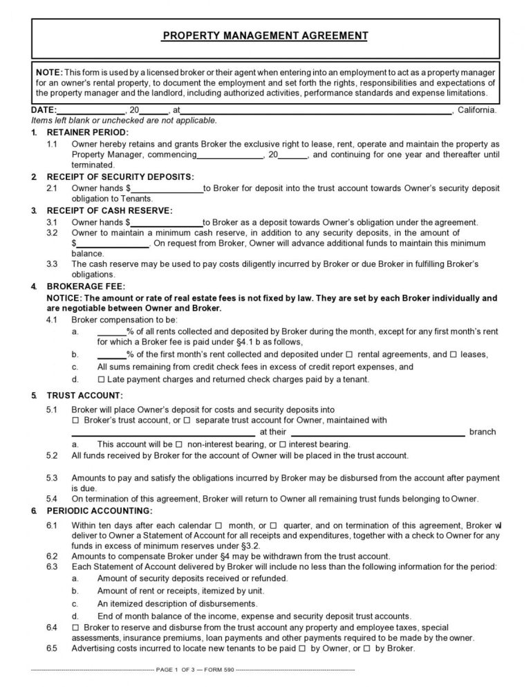 Property Management Agreement Template