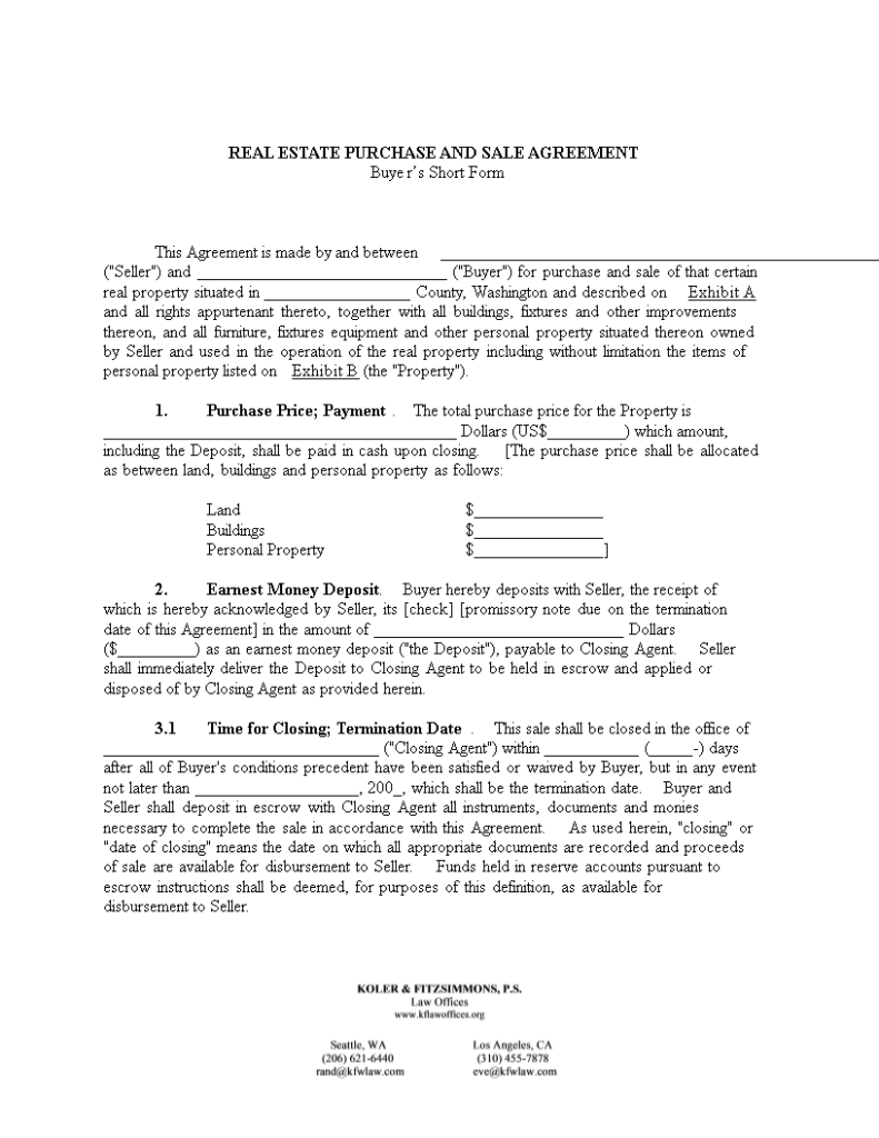 Property Sale Agreement Template