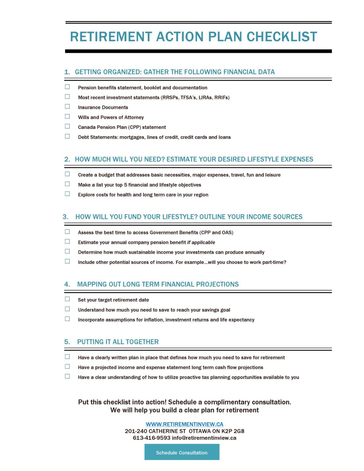Printable Retirement Planning Checklist Template
