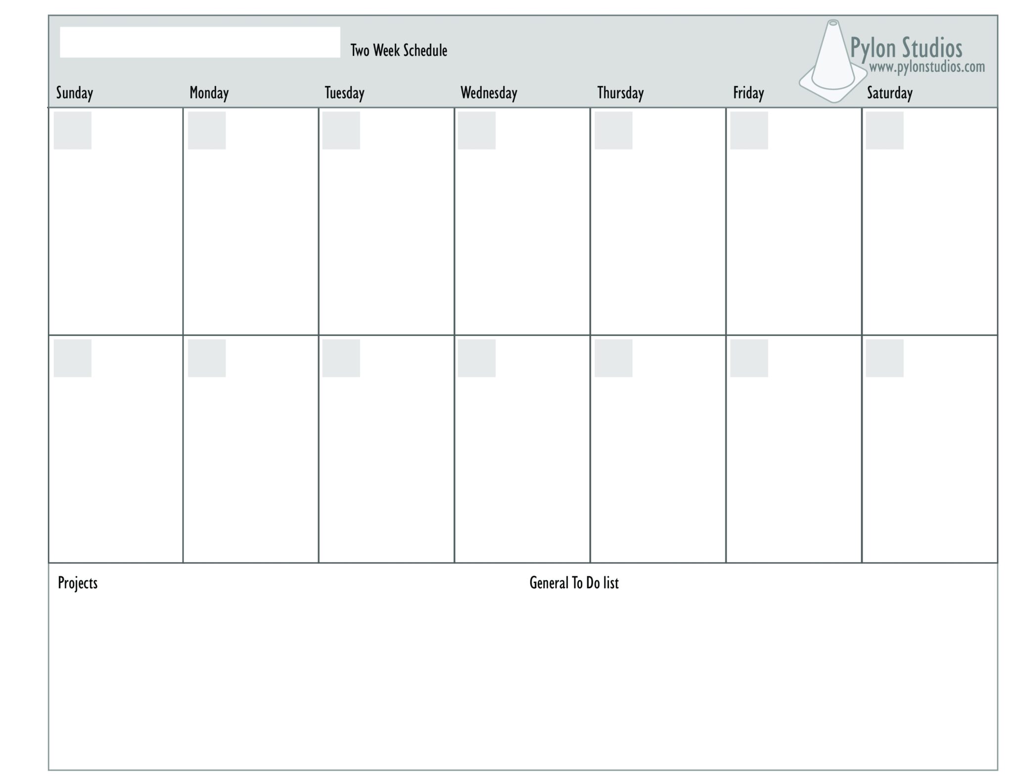 Free Printable 2-Week Calendar Template