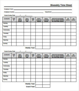 Printable 2-Week Timesheet Template